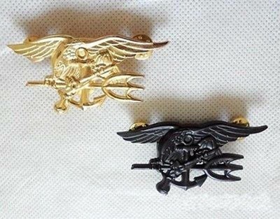 TWO US NAVY SEAL EAGLE ANCHOR TRIDENT METAL BADGE INSIGNIA CLASSIC ...