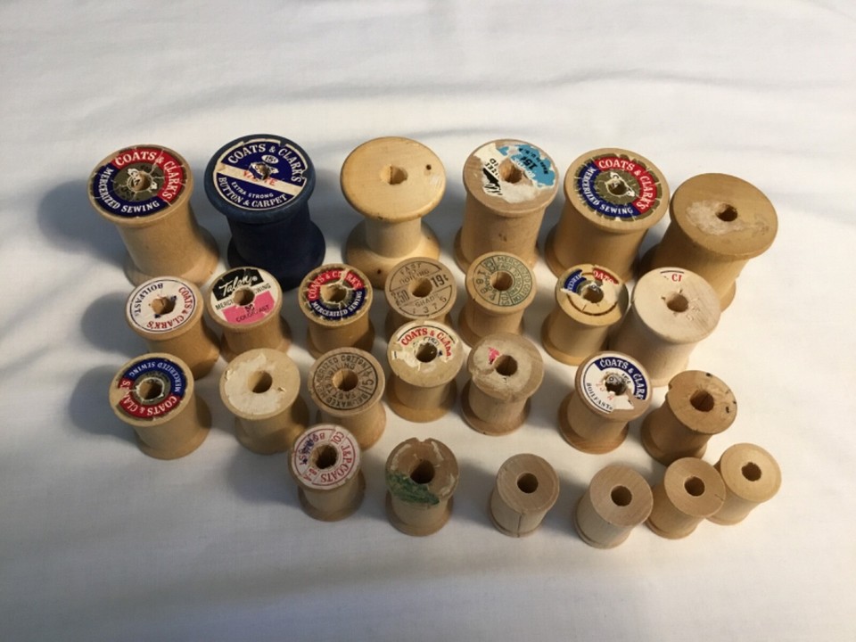 Lot of 26 Vintage Wood Wooden Assort sizes Thread Spools - no thread ...