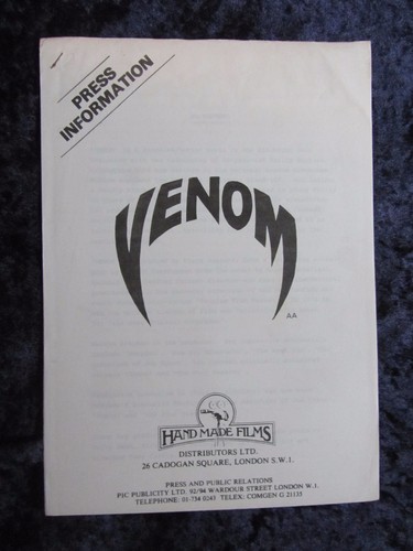 Venom - 2 press photos and notes - Oliver Reed, Susan George, Klaus ...