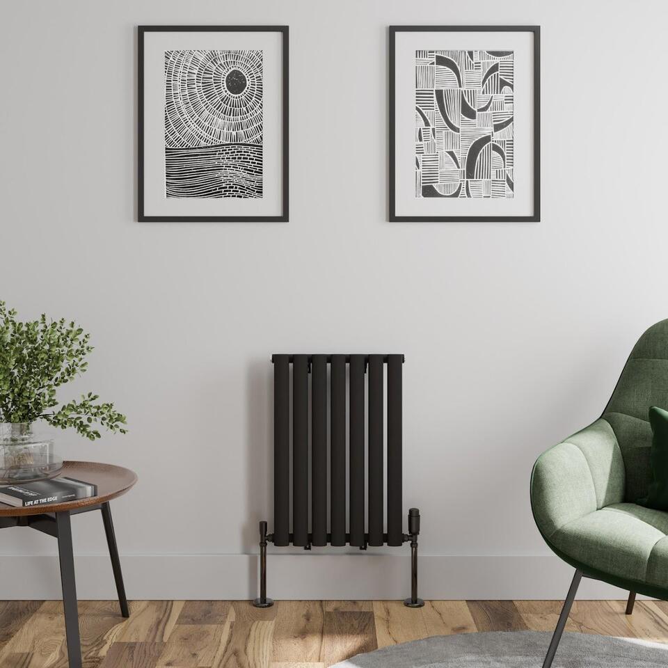 Black Designer Radiator Vertical Horizontal Flat Panel Oval Single ...