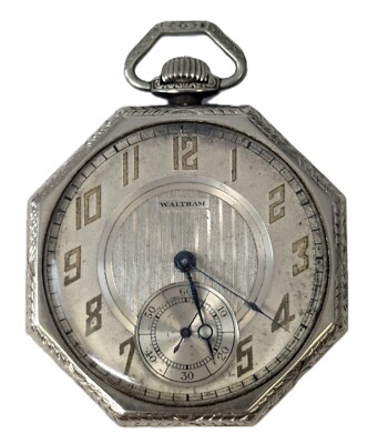 14K White Gold 17 Jewel Octagonal Open Face Pocket Watch, Circa 1924 | eBay