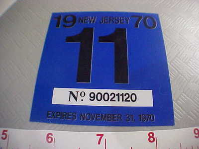 NEW JERSEY 1970 inspection sticker windshild | eBay