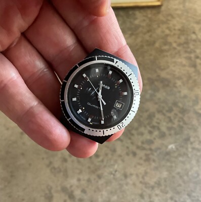 Vintage 1970's Lanco Quartz Diver Dive Watch PVD Case 39mm PARTS OR ...