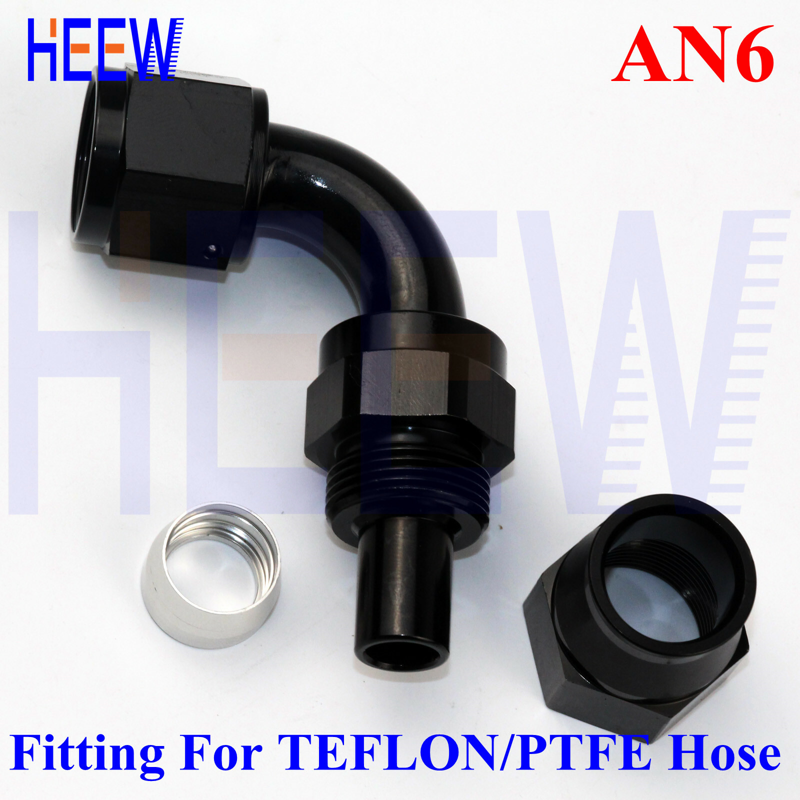 6-AN AN6 90 degree Swivel Teflon PTFE E85 Stealth Fuel Line Hose ...