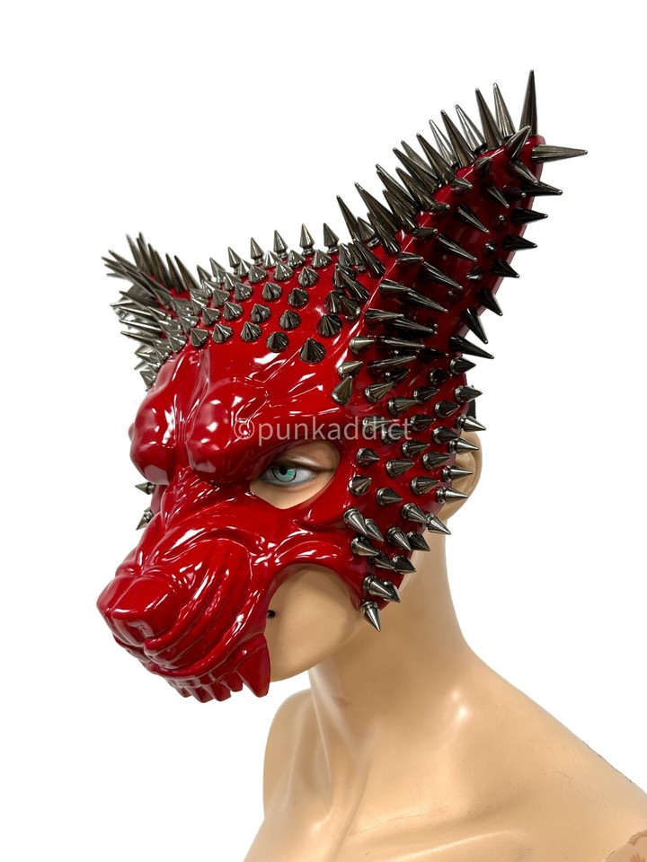 Devil Horn Spike Mask Bloody Red Halloween Festival Costume Party Scary ...