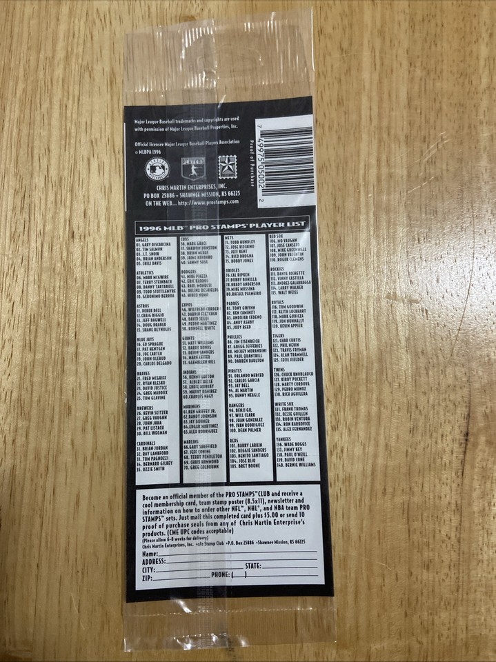 1996 Pro Stamps Chicago Cubs Team Set Sandberg Dunston Sosa Etc Brand ...