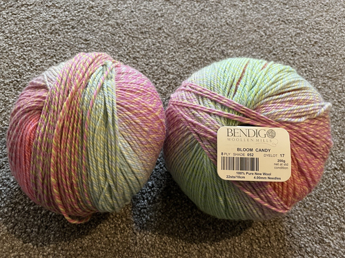 Bendigo Woolen Mills 100% Pure Wool 8 Ply Bloom Candy 380 Grams | eBay ...