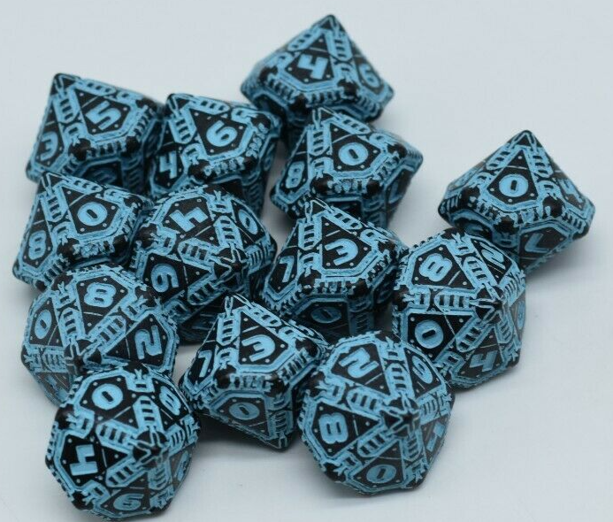 Q Workshop Tech Dice Set, Lt. Blue and Black D10 (13 PIECE LOT) FAST ...