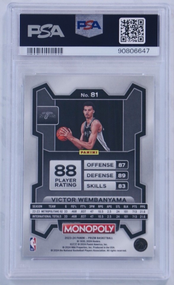 2023 Prizm Monopoly Victor Wembanyama Rookie RC #81 PSA 9 Mint Spurs | eBay