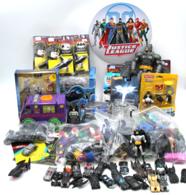 Large Batman Toy Lot Action Figure Characters Batmobile Diecast Cars 1: ...