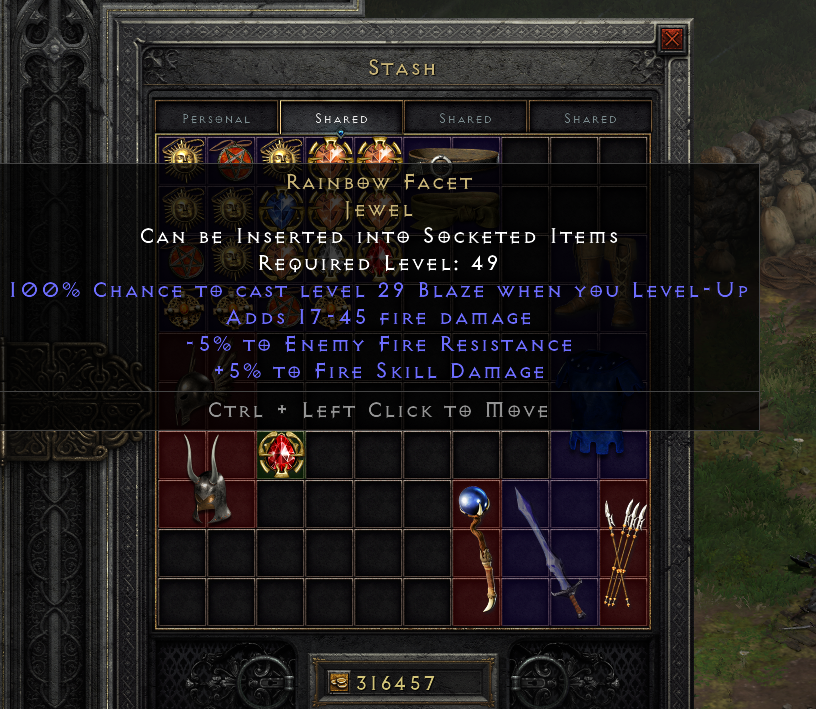 Diablo 2 D2R Perfect Fire Rainbow Facet -5/+5 Level-Up PC Xbox SC Non ...