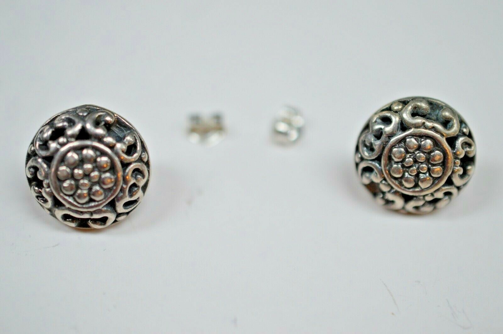 STERLING SILVER ROUND STUD EARRINGS 1/2". | eBay