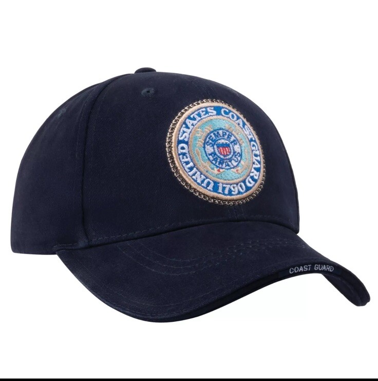 U.S. Coast Guard USCG Navy Blue Embroidered Insignia Strapback Cap by ...