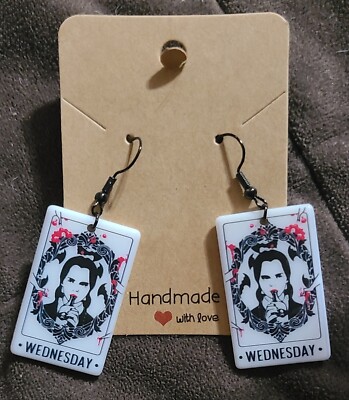 Handmade Addams Family "Wednesday" Tile-like Earrings | eBay