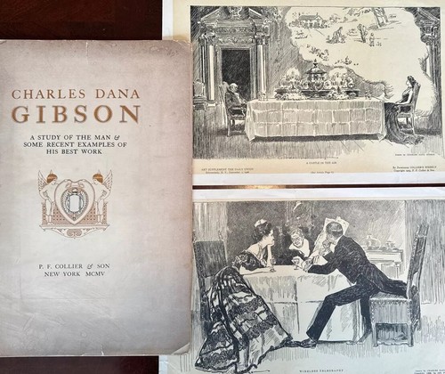 2 Collier Charles Dana Gibson Girls Print Art Supplement Illustrations ...