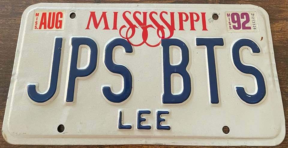 JPS BTS Vanity License Plate Mississippi Vintage Productions Real ...