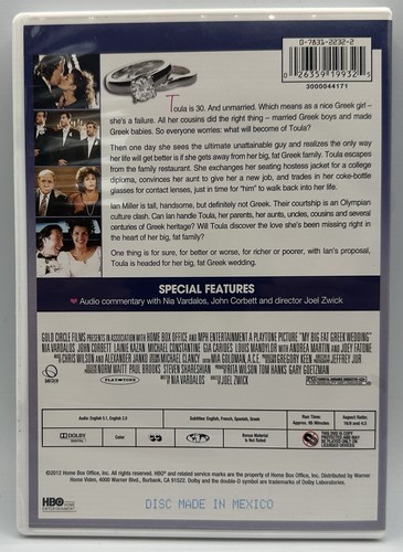 My Big Fat Greek Wedding DVD Widescreen Nia Vardalos John Corbett Joy ...