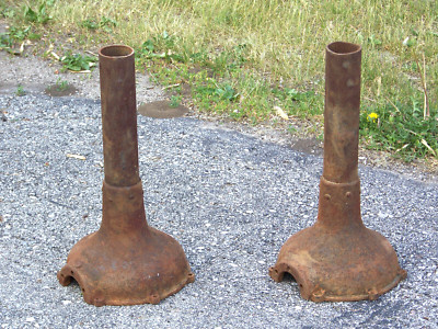 Pair 2 Antique Cast Iron Machine Base Stands Steampunk Industrial Table ...