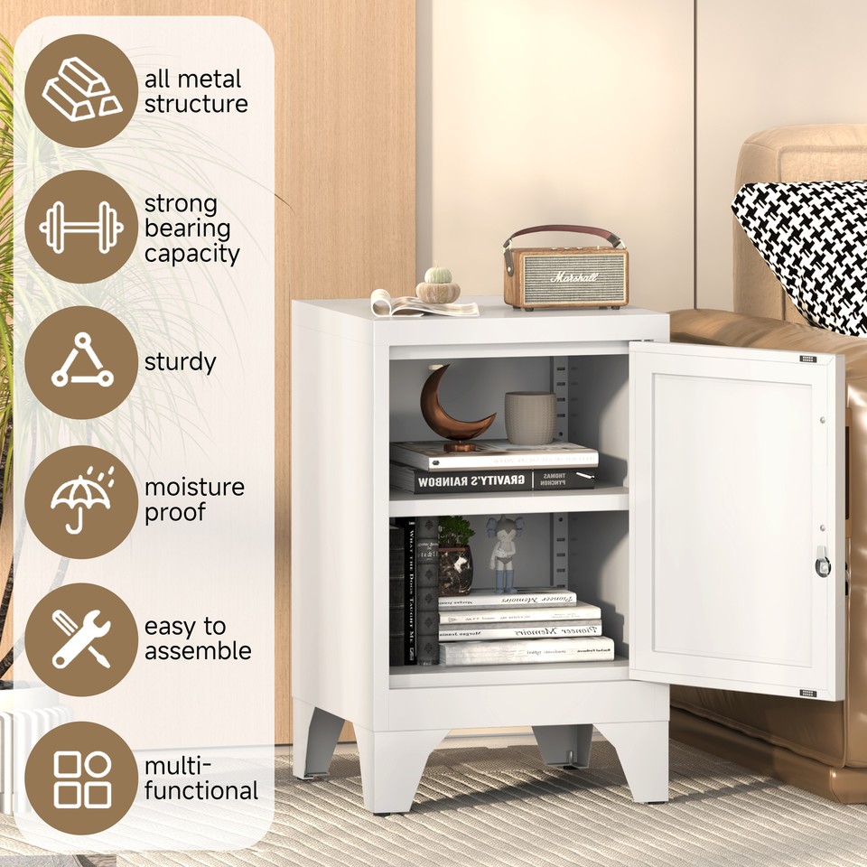 Metal Locker Storage Cabinet w/ Shelf Small Steel File Cabinet Storage ...