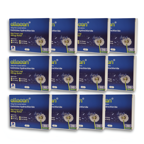 Cetirizine 10mg - 30 Tablets x 12 Packs - Hayfever Relief - Allacan ...