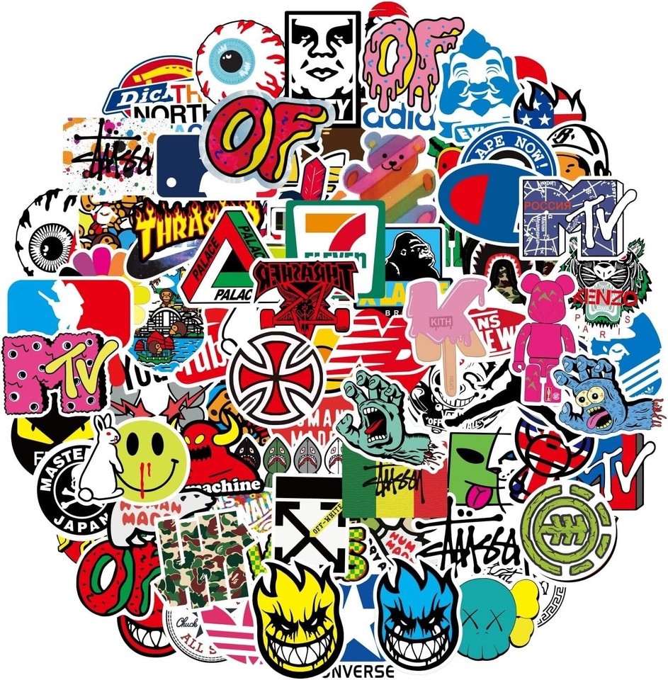 Cool Brand Skateboard Stickers Pack 100PCS Waterproof Skate Stickers ...