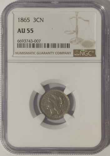1865 US 3 CENT COIN COPPER/NICKEL NGC AU 55 | eBay