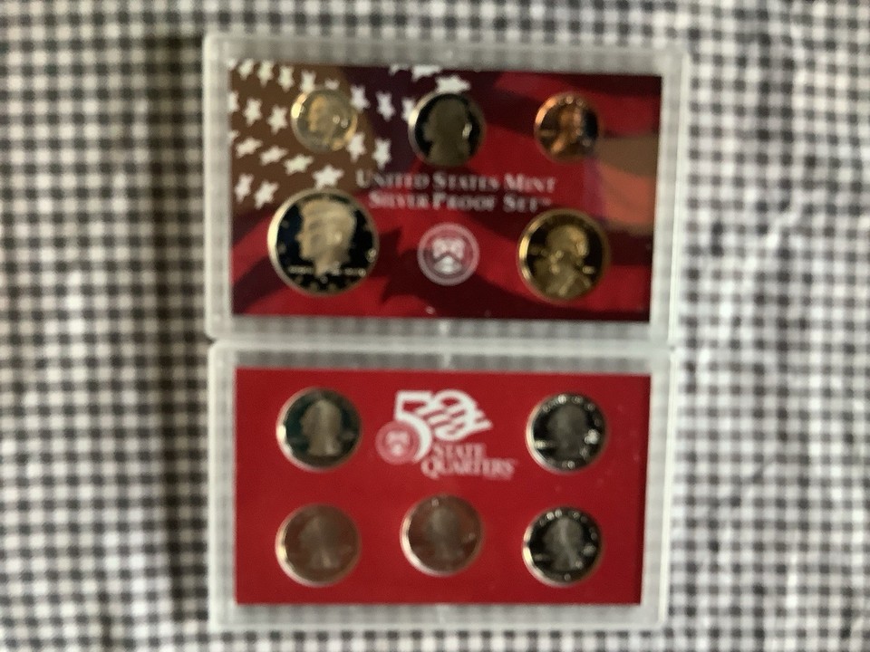 4 - 2001 US Mint Silver Proof Set 1.34 Troy Oz Silver 10 Piece Coins ...