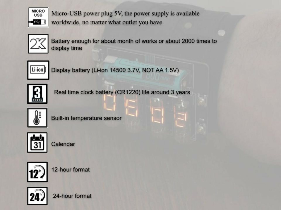 NIXIE VFD NUMITRON ERA WRIST WATCH CLOCK IV-9 Date Temparature Display ...