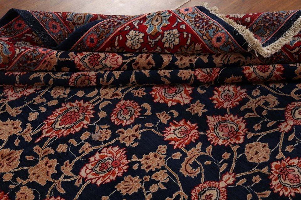 Vegetable Dye Floral Navy Blue/ Rust Mood Vintage Handmade Room Size ...