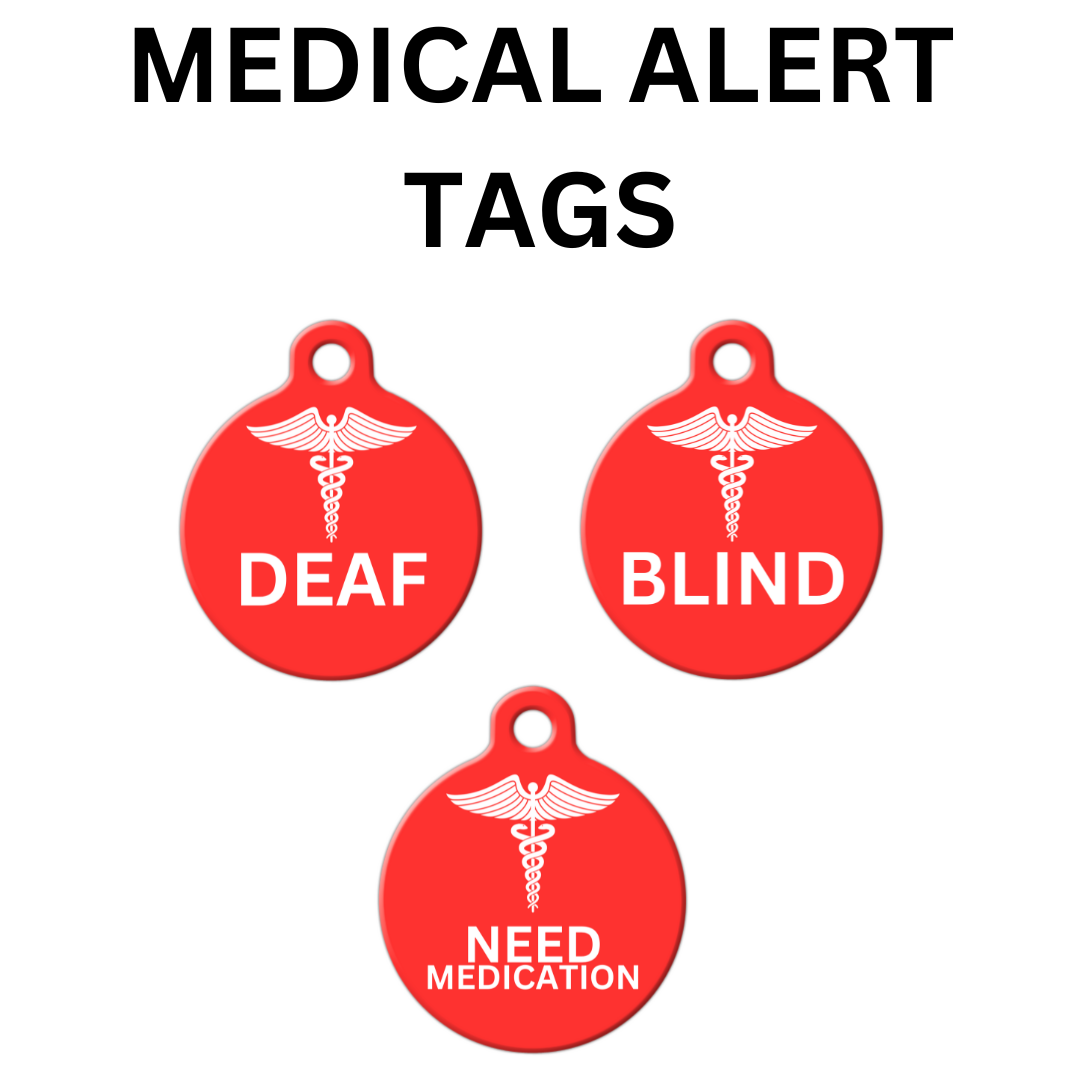 MEDICAL ALERT Blind Deaf Need Medication Pet ID Name Tag Personalised ...