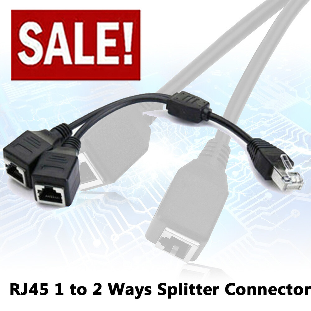 RJ45 LAN Ethernet Splitter Cable Adapter 1 to 2 Way Internet Connector ...