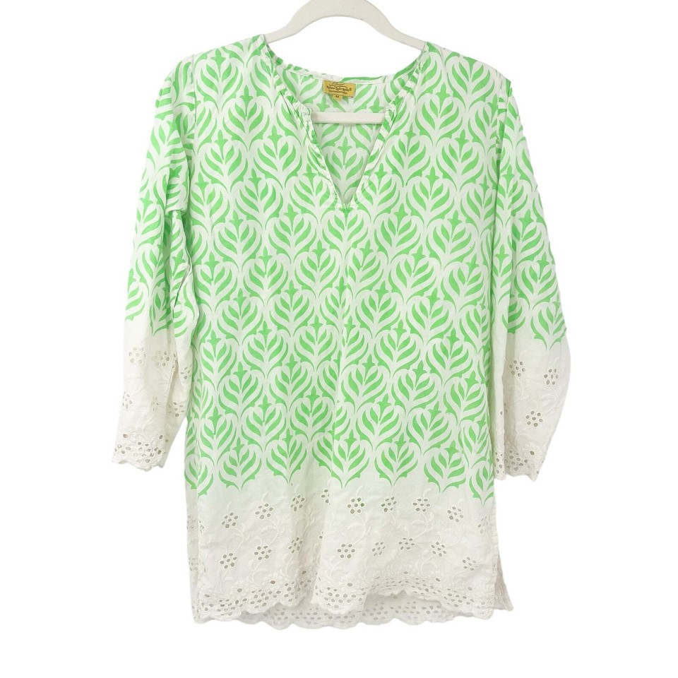 Roberta Roller Rabbit Womens Boho Eyelet Long Sleeve Tunic Top Swim ...