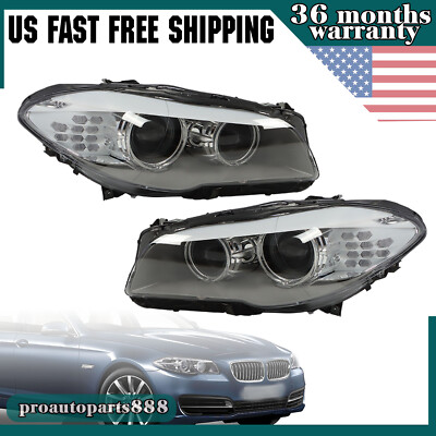 Pair For 2011-2013 BMW 5 series F10 550i 535i 528i Xenon Headlights W/O ...