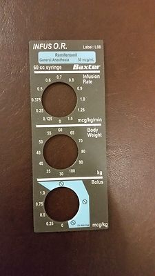 Baxter Infus OR syringe Pump Remifentanil L08 Label part# 2L3269 | eBay