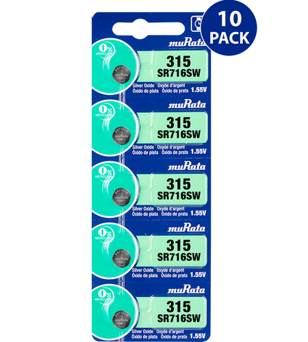 Murata 315 (SR716SW) Silver Oxide Watch Battery (10 Count) - EXP 04/ ...