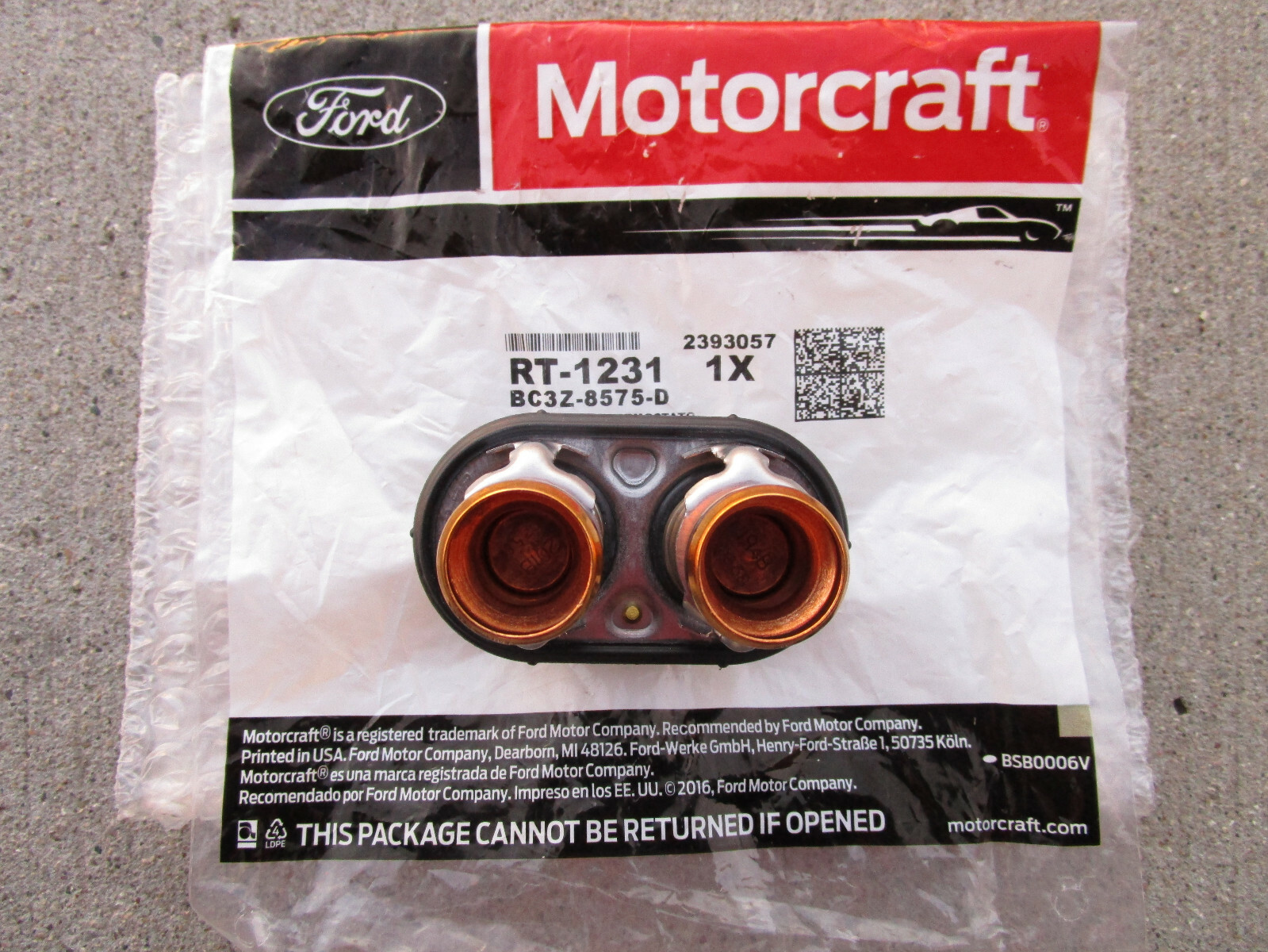 FORD BC3Z-8575-E BC3Z8575E MOTORCRAFT RT-1249 ENGINE COOLANT THERMOSTAT ...