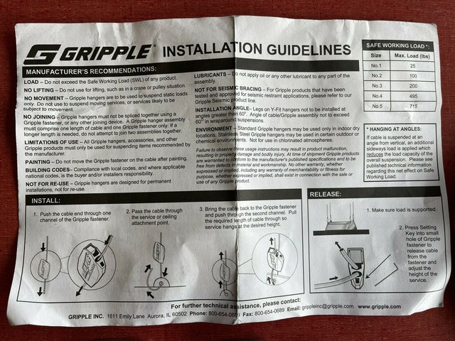 (10) Gripple YHF2-TG-15FT-460MM Y-Fit Toggle Hangers NEW/OPEN BAG ...