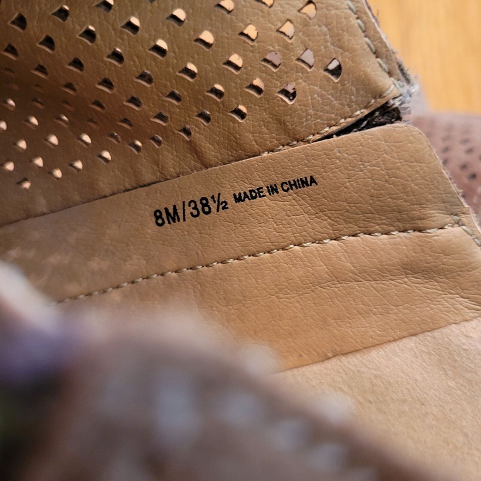 Lucky Brand 8M Leather Wedge Sandals Perforated Open Toe JABILO Sesame ...