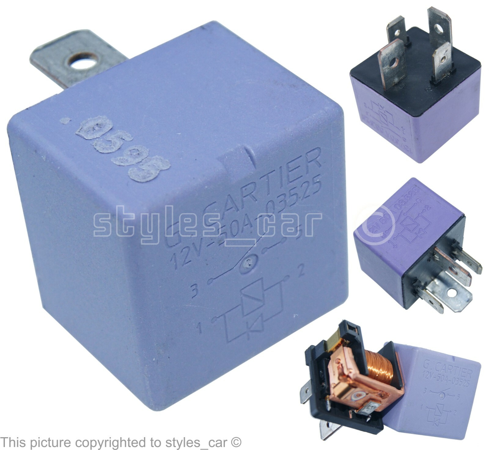 Renault Clio Laguna Megane Trafic 4-Pin Purple Relay 12V-50A G. Cartier ...
