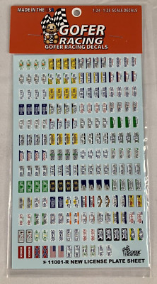 GOFER RACING DECALS new license plate SHEET 1:24 1:25 CAR MODEL ...