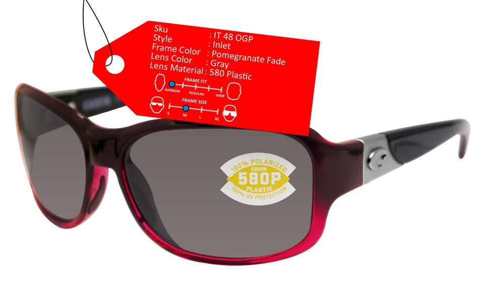 Costa Del Mar Inlet Pomegranate Fade Frame Gray 580P Plastic Polarized ...