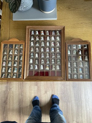 Thimble collection in display cases. | eBay UK