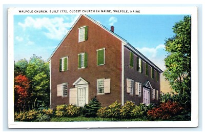 Walpole Maine ME Church Oldest Church Built 1772 Postcard 1937 D8 | eBay