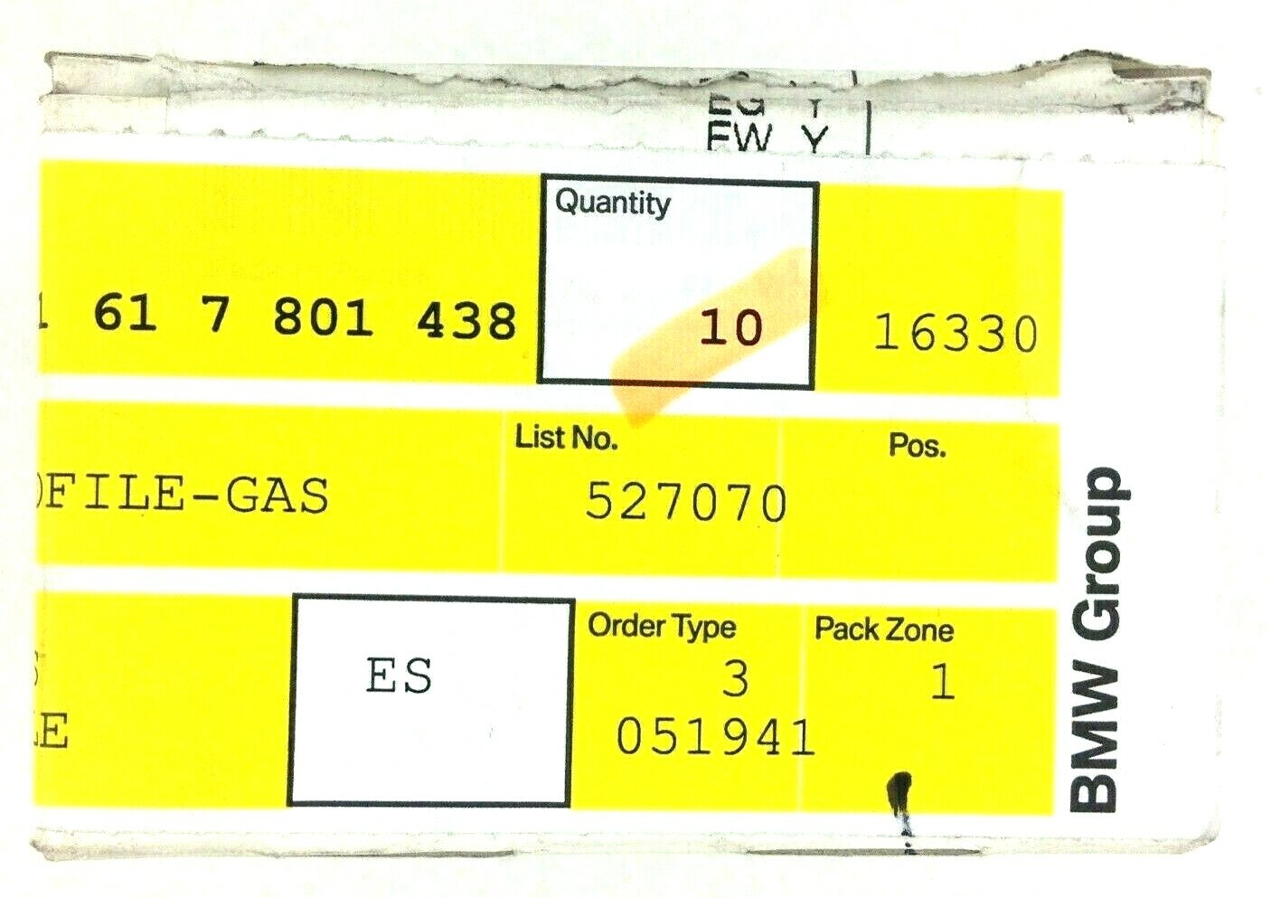 GENUINE BMW Profile Gaskets, Intake Inlet Manifold 11617801438. (SET OF ...