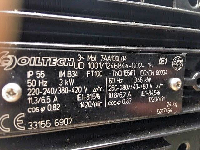 Oiltech Oil Coolers 3~ Motor 7AA100L04 IP55 IM B34 FT100 UD 1001/ ...