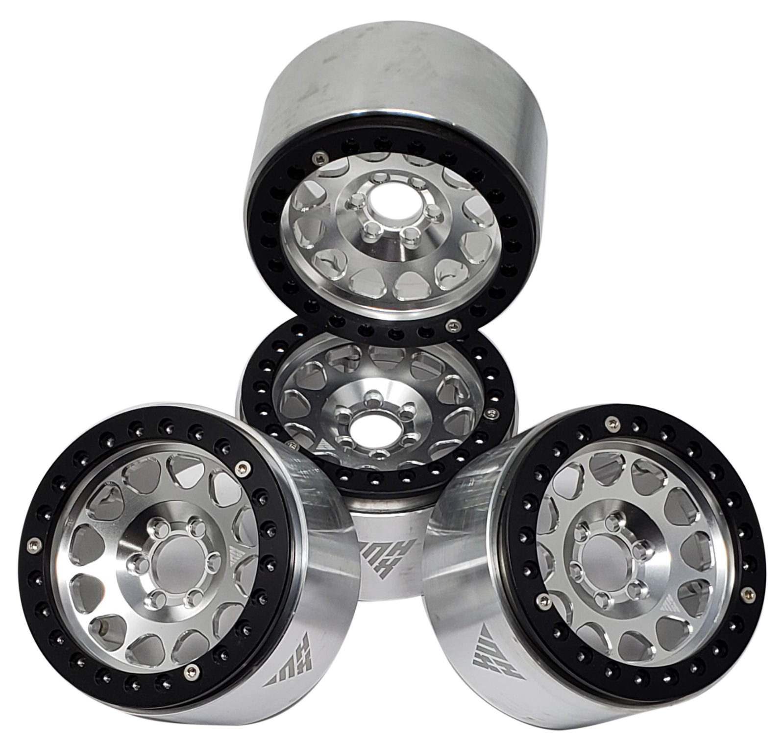 NHX RC 2.2'' Aluminum Beadlock Crawler Wheels Rims - M105 Silver/Black ...