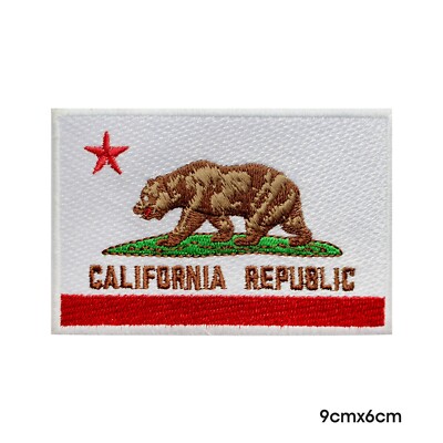 California State Flag, California Patch, American flag Embroidered Iron ...