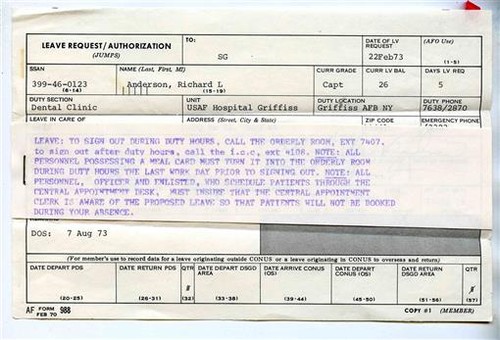United States Air Force Leave Request Authorization Form 988 Griffiss ...