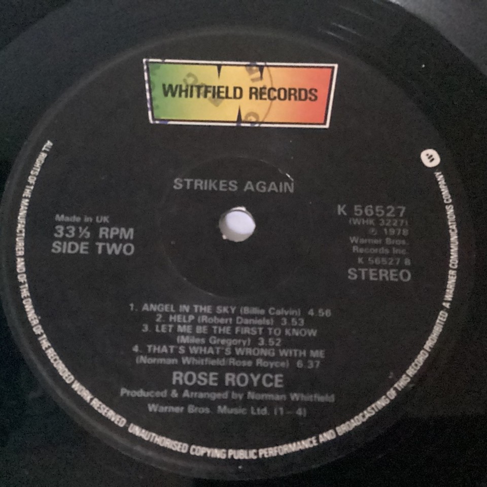 ROSE ROYCE BBC GRAMOPHONE LIBRARY LP RECORD ‘STRIKES AGAIN (WHITFIELD ...