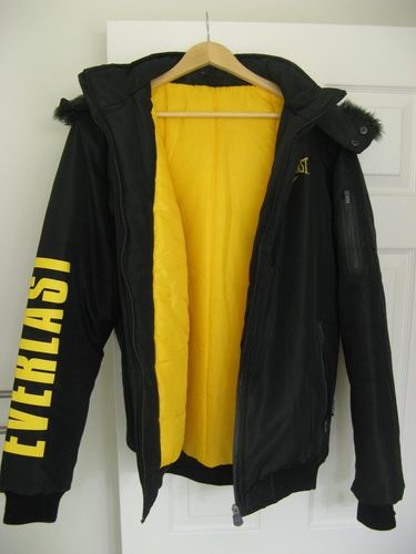 everlast winter jacket mens large L uk england sports athletic coat fur ...